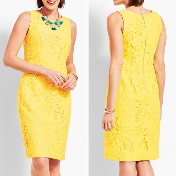 Talbots | Dresses | Rsvp By Talbots Yellow Leaflace Sheath Dress | Poshmark